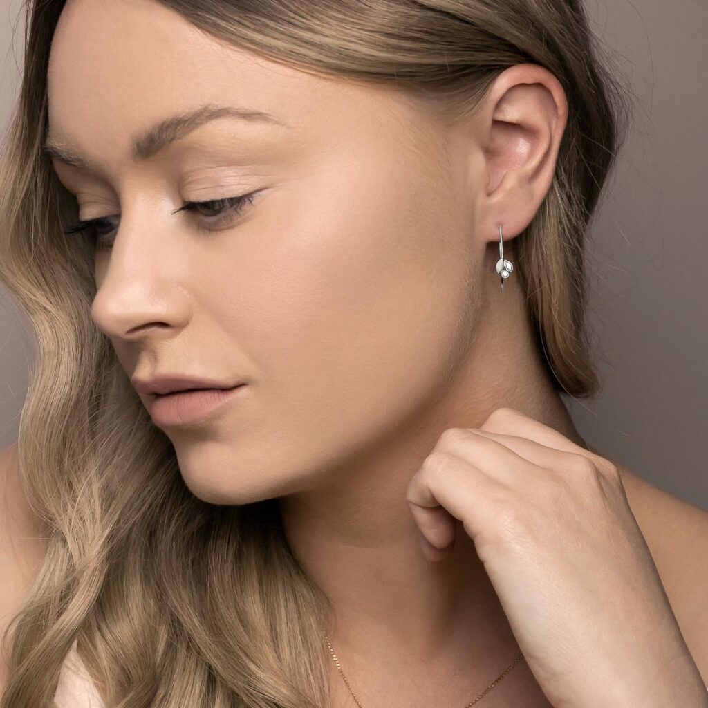 Flora Shepherd Hook Earrings with Diamonds | Larsen Jewellery