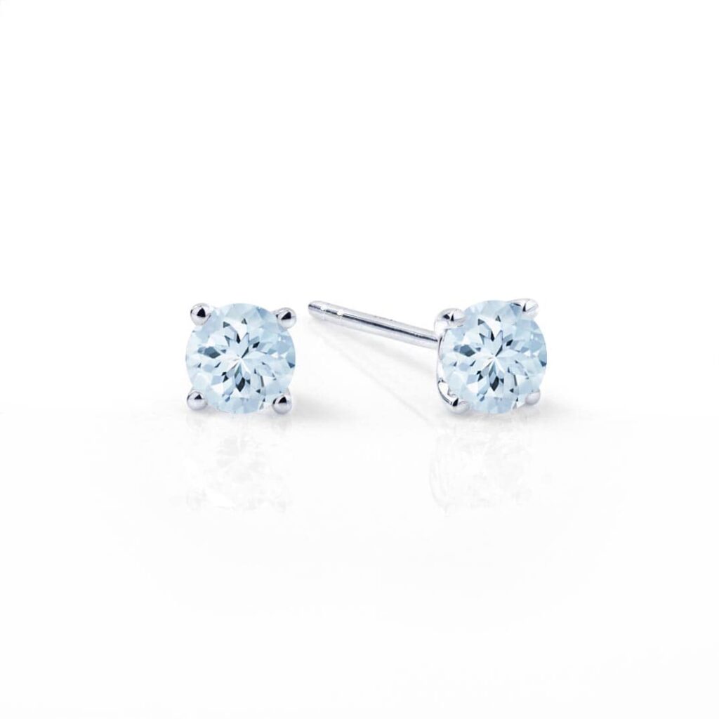 Aquamarine Sea Studs in White Gold | Larsen Jewellery